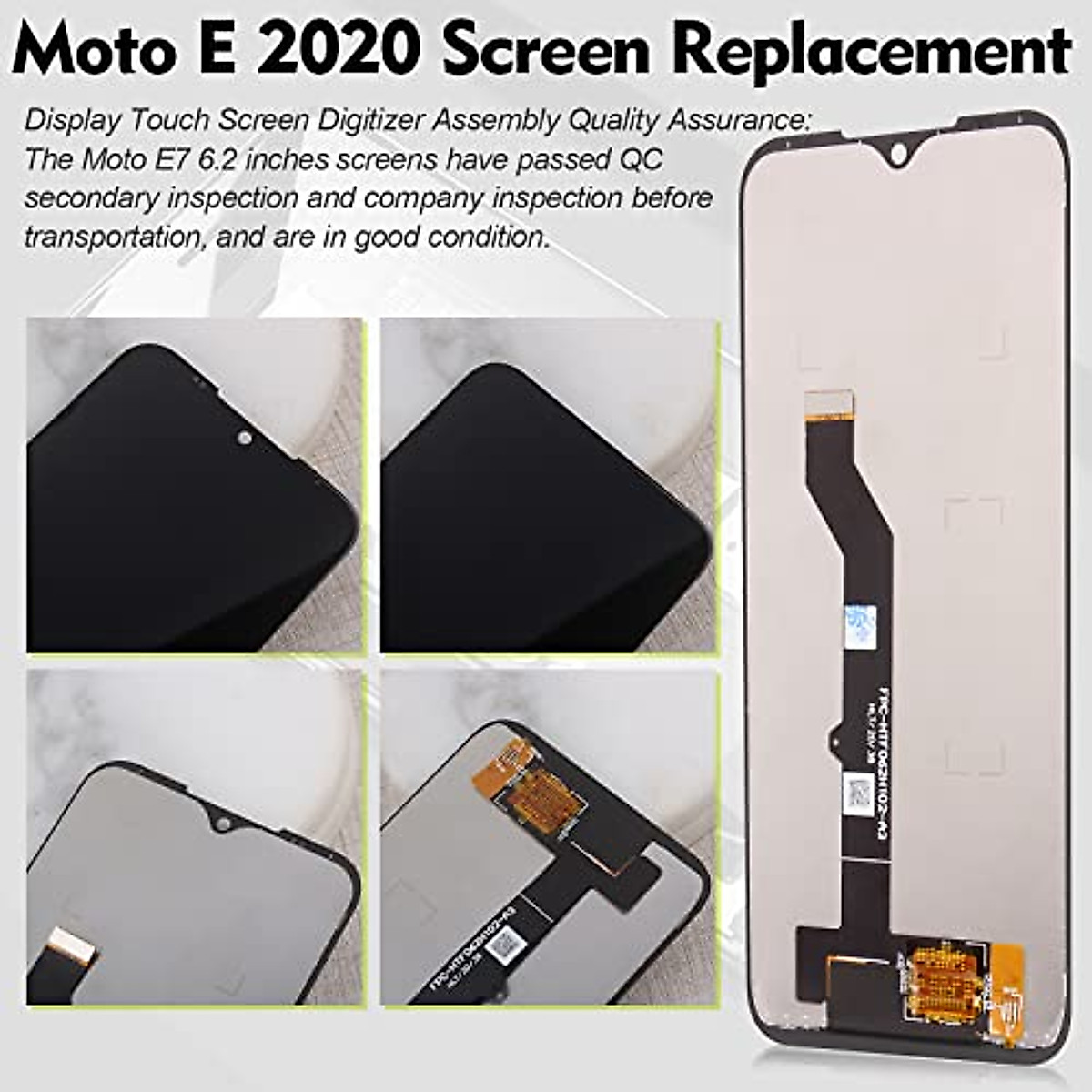 Screen Replacement for Motorola Moto E 2020 Moto E7 XT2052 6.2" LCD Display Repair Part Touch Screen Digitizer Assembly for Motorola Moto E Screen with Tools