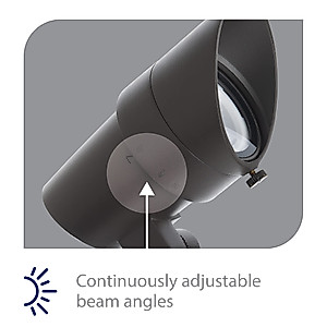 WAC Landscape Lighting, LED 12V Medium Size Accent Light with Adjustable Beam Angle and Integral Brightness Control 50-1300 Lumens 3000K Warm White Built-in LED in Black