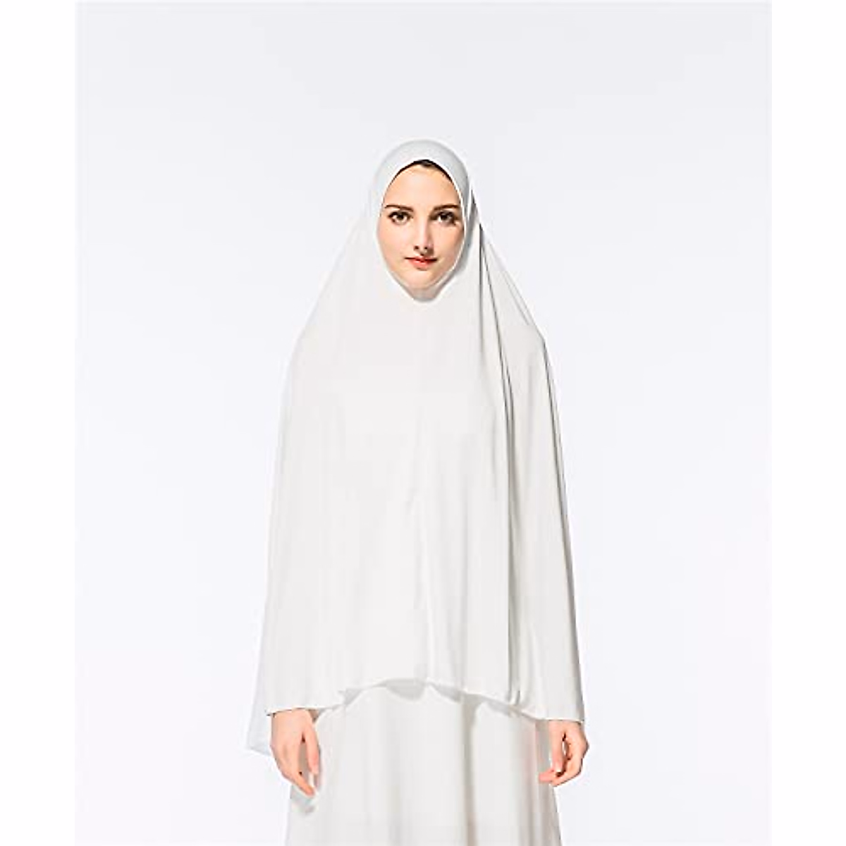Qubanda Women Muslim Islam Headscarf Hijabs Muslim Headscarf Turban Jersey Hijabs Long Cape Hat, White, Large