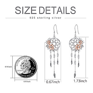 MBSUUH Dream Catcher Dangle Drop Earrings 925 Sterling Silver Rose Flower Dreamcatcher Jewelry Gifts for Women Wife Mom Girls