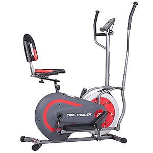 [BODY POWER] 2nd Generation Patented 3-in-1 Home Gym, Upright Compact Exercise Bike, Elliptical Machine & Recumbent Bike, Trio Trainer with Heartrate Monitor, Safety Brake Pad. BRT5088