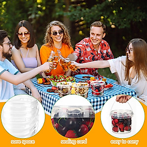 Funnymoom 20 Pack 48 oz Clear Buckets with Lid Plastic Ice Cream Buckets with Lid and Handle Ice Cream Tub Food Storage Containers Round Plastic Pails Freezer and Microwave Safe for Food