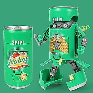 yuye-xthriv Robot Warrior Model Game Toy Coke Cans Design Children Robot Warrior Toy Model Green