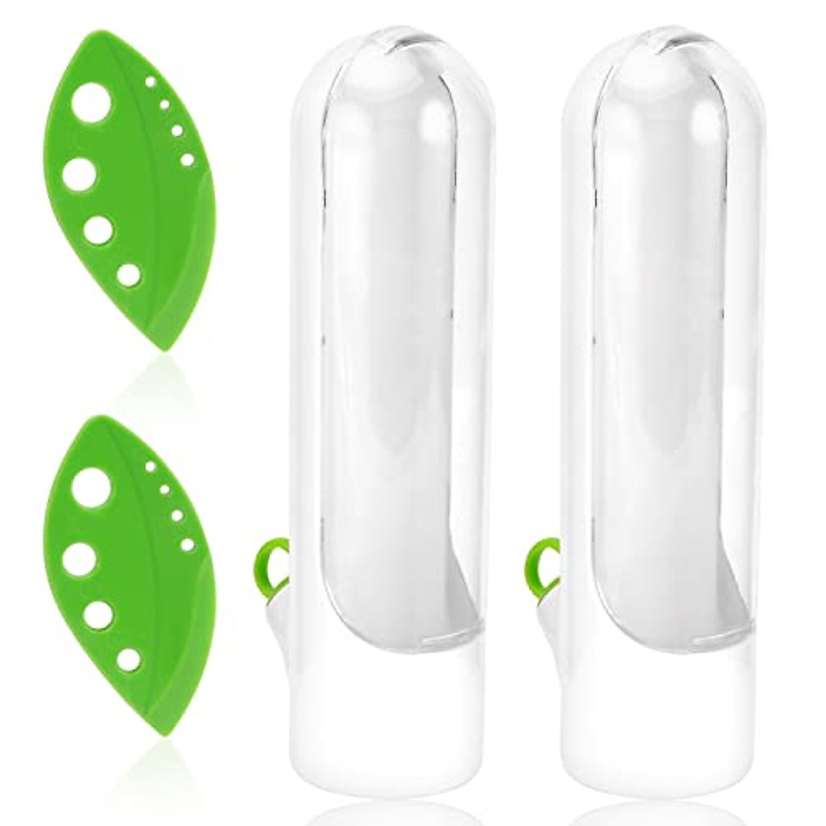 2Set Fresh Herb Keeper,Herb Saver for Refrigerator Herb Saver Pod, Vegetables Leaf Separator,Herb Storage Container for Cilantro, Mint, Asparagus Keeps Greens Fresh 3 Weeks(As Shown,size:9.6x2.6inch)