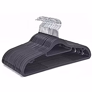 Quality Hangers Clothes Hangers 50 Pack - Non-Velvet Plastic Hangers for Clothes - Heavy Duty Coat Hanger Set - Space-Saving Closet Hangers with Black Swivel Hooks - Functional Non-Flocked Hangers