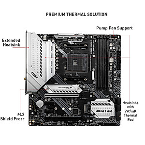 MSI MAG B550M Mortar WiFi Gaming Motherboard (AMD AM4, DDR4, PCIe 4.0, SATA 6Gb/s, M.2, USB 3.2 Gen 2, AX Wi-Fi 6, HDMI/DP, Micro-ATX, AMD Ryzen 5000 Series Processors)