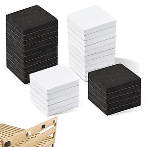SOLIPECT 30 Pcs Furniture Pads, Eva Foam Headboard Stoppers for Wall, Bed stoppers, Anti-Vibration Soundproof Pads for Bed Frame|Headboard, Self Adhesive, Square Black and White