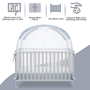 L RUNNZER Baby Crib Tent, Pop up Nursery Net to Keep Baby from Climbing Out, Protect Your Baby from Falls and Bite