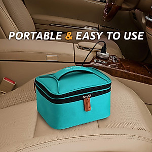 HOTLOGIC Mini XP Portable Electric Lunch Box Food Heater - Expandable Food Warmer Tote and Heated Lunchbox for Adults Work/Car/Home - Easily Cook, Reheat, and Keep Your Food Warm - TEAL - 120V
