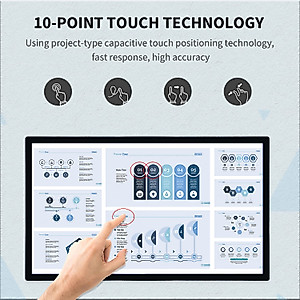TouchWo 32 inch Capacitive Multi-Touch Screen Industrial Monitor, 16:9 Display 1920 x 1080P, Built-in Speakers, USB, VGA, DVI & HD-MI Ports, Digital Signage Displays and Player for Advertising
