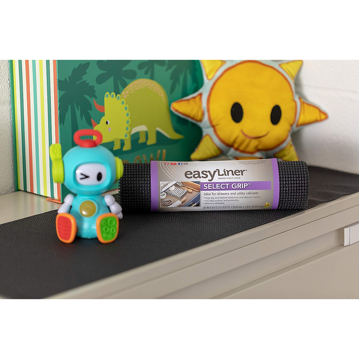 Duck Non-Adhesive Shelf Liner Select Grip EasyLiner, 12-inch x 20 Feet, Black