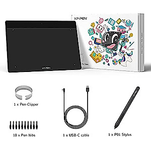 XPPen Deco Fun L Graphic Drawing Tablets 10x6 Inches Digital Drawing Pad Art Tablet with 8192 Levels of Pressure Battery-Free Stylus for Digital Drawing, Animation, Online Teaching(Black)