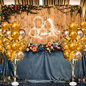 Cicicooie Balloon Stand Kit for Floor with String Light 2 Set Gold and Silver Centerpieces Balloon Holder Decoration for Wedding Adult Birthday Party Bachelorette Party Graduation