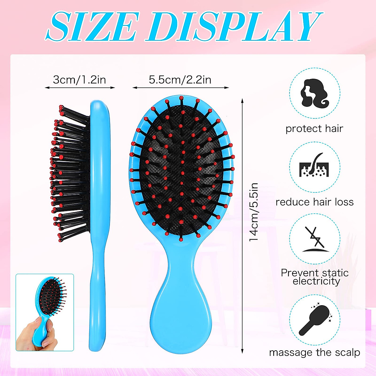 100 Mini Wet Hair Brush Bulk Travel Detangling Brush Soft Bristles Dry Wet Hair Brush Kids Small Hair Brush for Women Most Hair Types Glide Through Tangles with Ease Knots without Tears (Colorful)