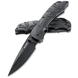 CRKT Moxie EDC Folding Pocket Knife: Assisted Opening Everyday Carry, Black Blade, Thumb Stud, Liner Lock, Textured Non Slip Handle, Pocket Clip 1100