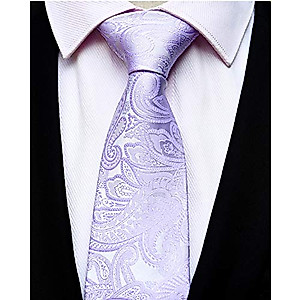 Men's Silk Purple Ties Paisley Pattern 3.15" Width Dress Lavender Summer Necktie