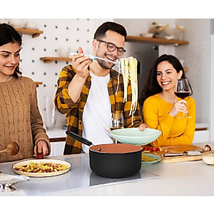 Clover Supply Co. Nonstick Saucepan Set with Lids Pots - Multipurpose Use for Home Kitchen or Restaurant - Glass Lids - 1 Quart and 2 Quart, Copper