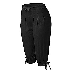 SNOWSONG Women's Drawstring Capri Pajama Pants Cropped Lounge Pants with Pockets Harem Pants