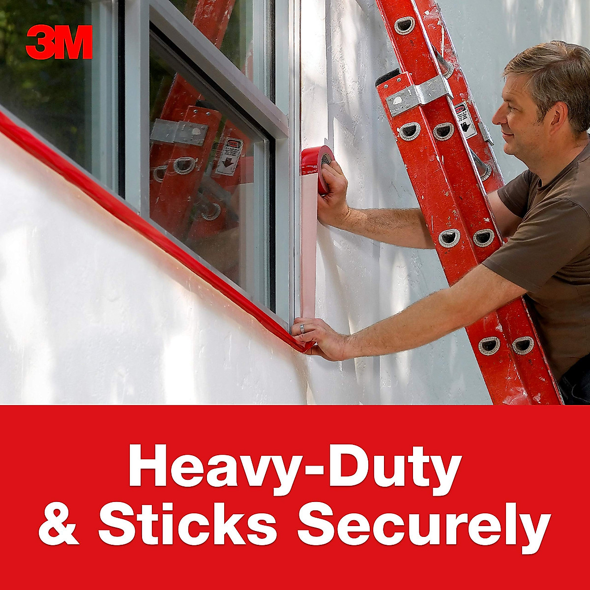 Scotch Stucco Tape, 1.88 in x 60yd, 30 Day Clean Removal, Heavy-Duty Outdoor Stucco Tape, UV & Moisture Resistant, Water Resistant Poly Backing, 1 Roll, Red (3260-A)