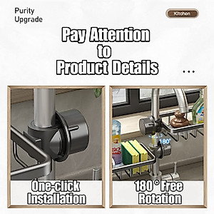 ANTQUE Faucet Sponge Holder Kitchen Sink, Adjustable Detachable Faucet Rack, Stainless Steel Faucet Rack for Kitchen Sink, Sink Sponge Holder for Soap, Shampoo, Shower Caddy Shelf