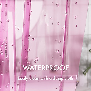 AmazerBath Shower Curtain Liner, 72x72 Transparent Hot Pink Shower Curtain Liner, Lightweight Plastic Shower Curtain Liner, Cute Waterproof Shower Liner for Bathroom with 3 Magnets & 12 Grommet Holes