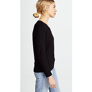 Monrow Women's Supersoft Crew Neck Sweatshirt, Black, Extra Small