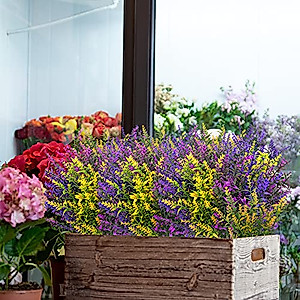 TELDRASSIL 18 Bundles Artificial Lavender Flowers Outdoor UV Resistant Fake Plastic Flowers Faux Plastic Shrubs for Indoor Outdoor Window Home Garden Decoration