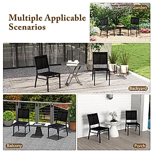 Giantex Outdoor Patio Dining Chair Set of 4, Armless Dining Chair with Breathable Fabric Seat & Backrest, Heavy Duty Aluminum Frame, Outside Lightweight Patio Chairs for Porch Garden Yard Poolside