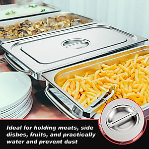 Suclain Steam Table Pan Covers Full Size Hotel Pans Covers with Handle 0.8 mm Thick Stainless Steel 20.8"L x 12.8"W Commercial Food Pan Lid for Steam Food Pan, Buffet Pan, Roasting Pan (12 Pack)