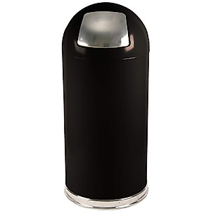 Witt Industries 15DTBK Steel 15-Gallon Standard Dome Top Indoor Waste Receptacle with Galvanized Liner, Round, 15" Diameter x 35" Height, Black