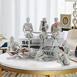 GRAPMKTG Home Decor Pulp Reading Women Thinker Statue Aesthetic Sculpture Room Decor Modern Abstract Decoration on Shelf Table Desk for Living Room Office Bedroom A