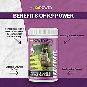 K9 Power Digest Forte for Dogs 1lb – Digestive Support - Enhances Nutrient Absorption - Balances Gut Flora - Eases Discomfort & Boosts Immunity