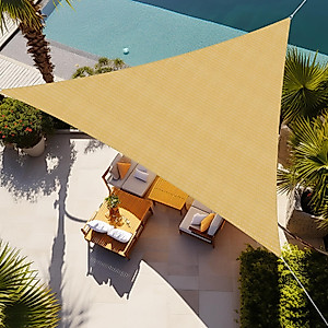Shade&Beyond Sun Shade Sail Triangle 20'x20'x20' UV Block for Yard Patio Lawn Garden Deck Sand Color, (We Make Custom Size)