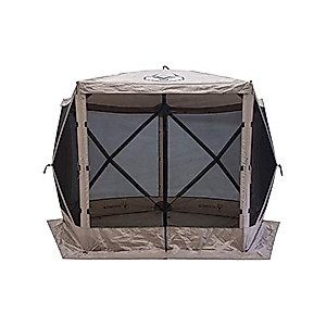 Gazelle Tents™, G5 5-Sided Portable Gazebo, Easy Pop-Up Hub Screen Tent, Waterproof, UV Resistant, 4-Person & Table, Desert Sand, 85" x 115" x 106", GG501DS