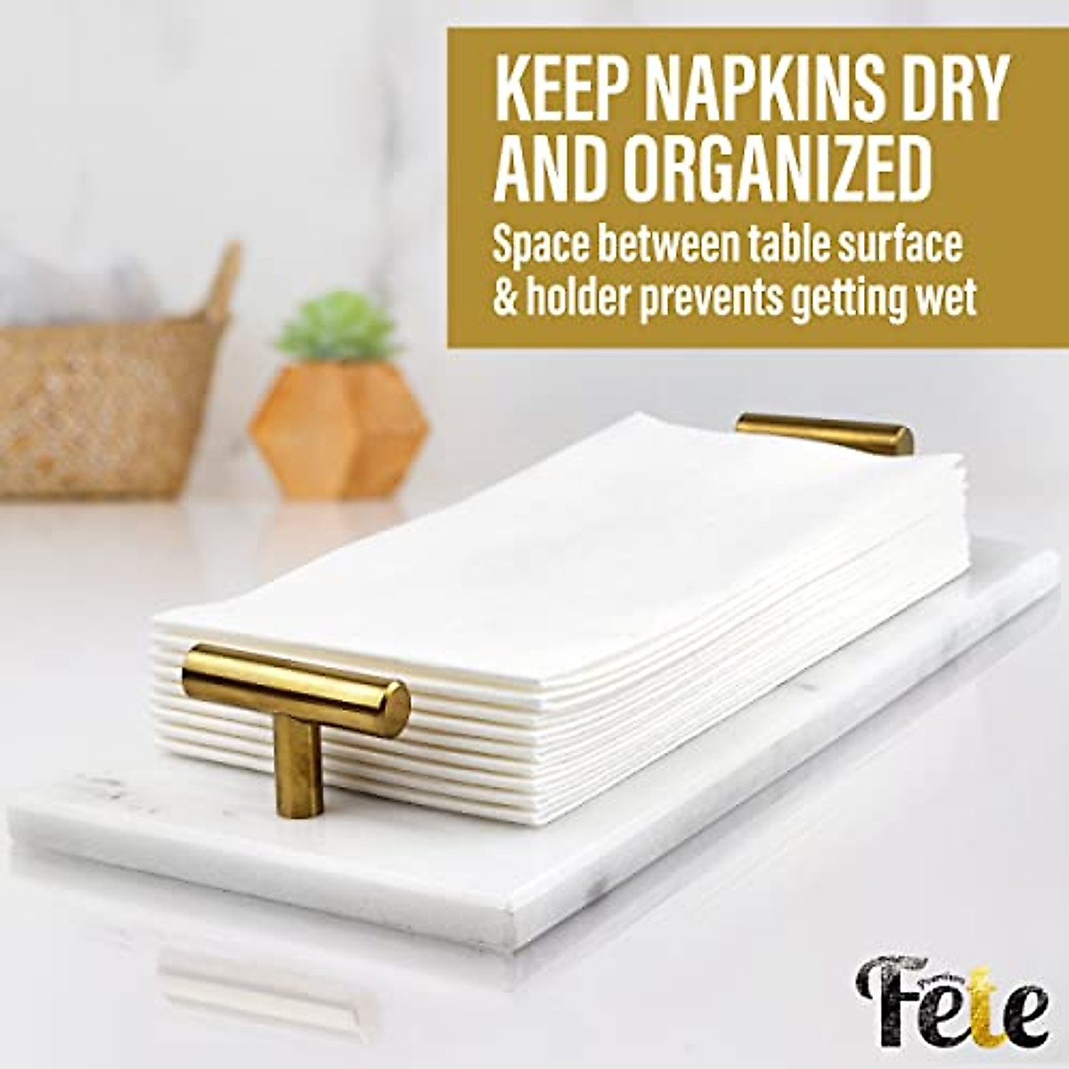 Guest Towel Holder Tray for Bathroom - Marble Tray - White - Bathroom Hand Towel Tray, Paper Guest Towel Holder, Vanity Tray for Bathroom (White)