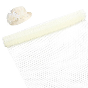 BENECREAT 2.18 Yards Birdcage Veil Netting Fabric, 17inch Wide Organza Tulle Fabric Net Mesh Beige Russian Netting Hat Veil Millinery for Wedding, Sewing, Dress Decoration