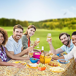 LANMANUO 4PCS Straw Tablecover Hay Bales for Decoration Waterproof Western Farm Plastic Tablecloth Cowboy Party Supplies, 54 x 108 Inch