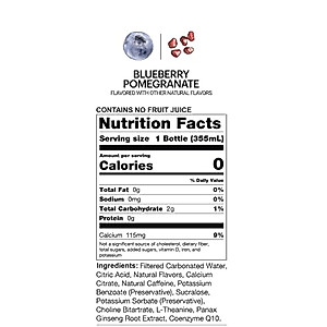 UPTIME Energy Drink, Blueberry Pomegranate, 12 Pack, Vitamin C, L Theanine, Calcium, Sugar Free Energy Drinks for Focus Support, 142mg of Natural Caffeine, 0 Calories, Clean, Natural, 12 fl oz Cans