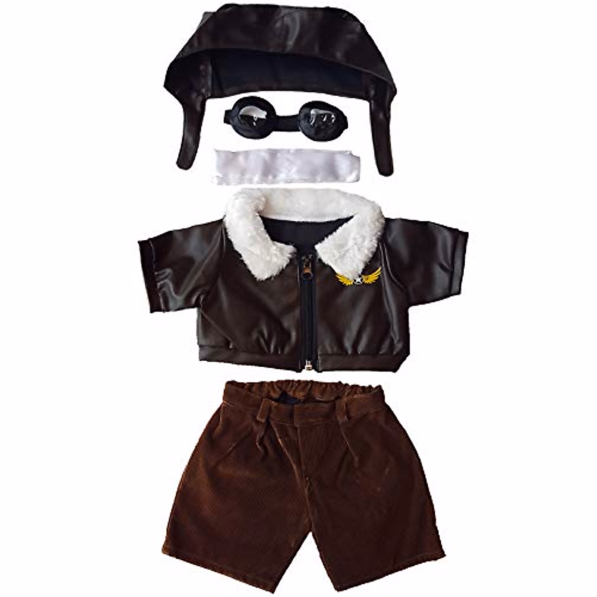 Pilot Outfit with Goggles Teddy Bear Clothes Fits Most 14" - 18" Build-a-bear and Make Your Own Stuffed Animals