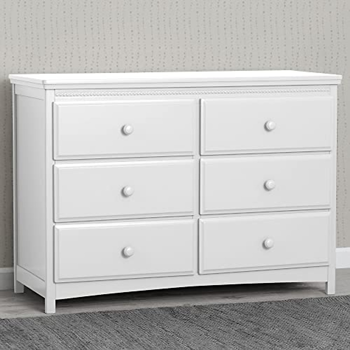 Delta Children Emerson 6 Drawer Dresser, Greenguard Gold Certified, Bianca White