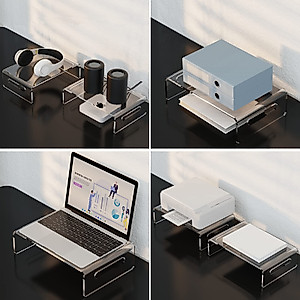 Zimilar 2 Pack Monitor Stand Riser, Acrylic Monitor Stand for Computer, Laptop, Printer, Notebook, Premium Clear Laptop Stand Acrylic Monitor Riser for Home Office, Monitor Stands for 2 Monitors