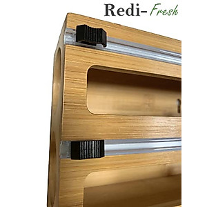 Bamboo Ziplock Bag Organizer | Foil and Plastic Wrap Organizer | Bamboo 6-in-1 Sandwich Bag Organizer Dispenser For Drawer, Wall | Kitchen Pantry Organization Storage| 12" X 2.125" Standard Rolls only