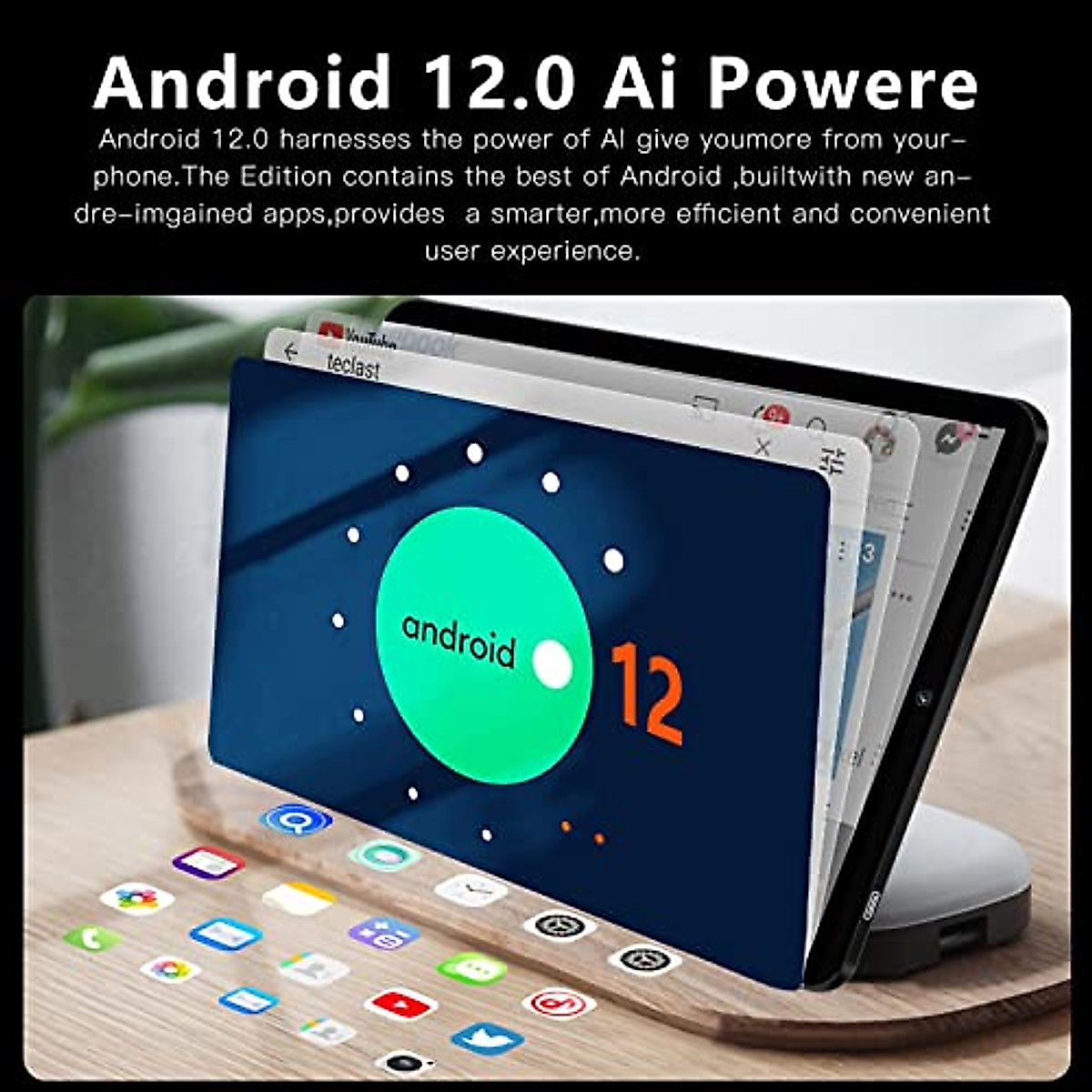 10.1-inch Tablet Computer 10-core Android 12.0 Ultra-Thin Hd Screen Learning Game Video Office Tablet Supports Double Sim Communication Function 3800mah Battery (Black)