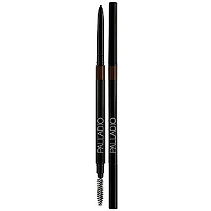 Palladio Beauty Brow Definer Pencil, Black Brown, Ultra Precise Twist-Up Eye Brow Pencil with Long-Staying Power, Spooley Brush Blends Color for Natural Finish, No Eyebrow Pencil Sharpener Required