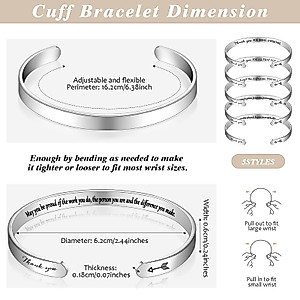 Fumete 20 Pcs Thank You Bracelets Bulk Inspirational Bracelets for Women Employee Appreciation Gifts Thank You Gifts for Coworkers Leaving Cuff Bracelets Team Farewell Gifts