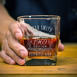 HomeWetBar Monogram Etched Whiskey Glasses, Set of 2 (Personalized Product)