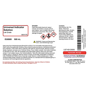 ALDON Innovating Science Laboratory-Grade Universal Indicator Solution, 500mL - The Curated Chemical Collection