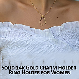 JewelryWeb 14k Yellow Gold Polished 5 Heart Charm holder Pendant - Ring Holder Pendant for women - Gifts for Mom Grandma - Mother's day Gift