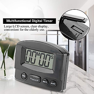 Fdit Portable Digital Kitchen Timer Clock Countdown Timer Large LCD Display Kitchen Use with Bracket Magnet(Black)