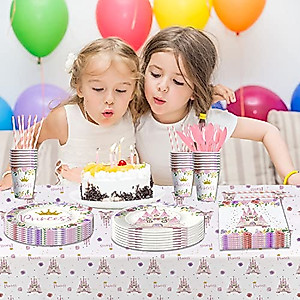 HIPVVILD Princess Party Decorations Tableware - Princess Birthday Party Supplies Include Dinner Plates, Dessert Plates, Cups, Napkins, for Princess Birthday Baby Shower Party Decorations | Serve 24